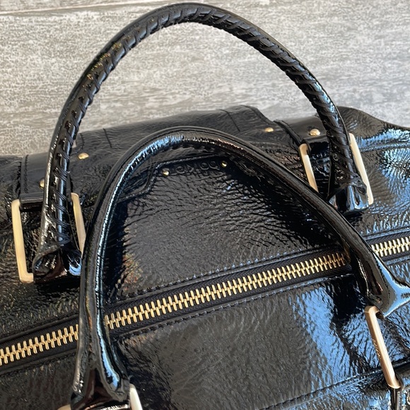 Botkier | Bags | Botkier Patent Leather Black Sasha Large Duffle Tote ...